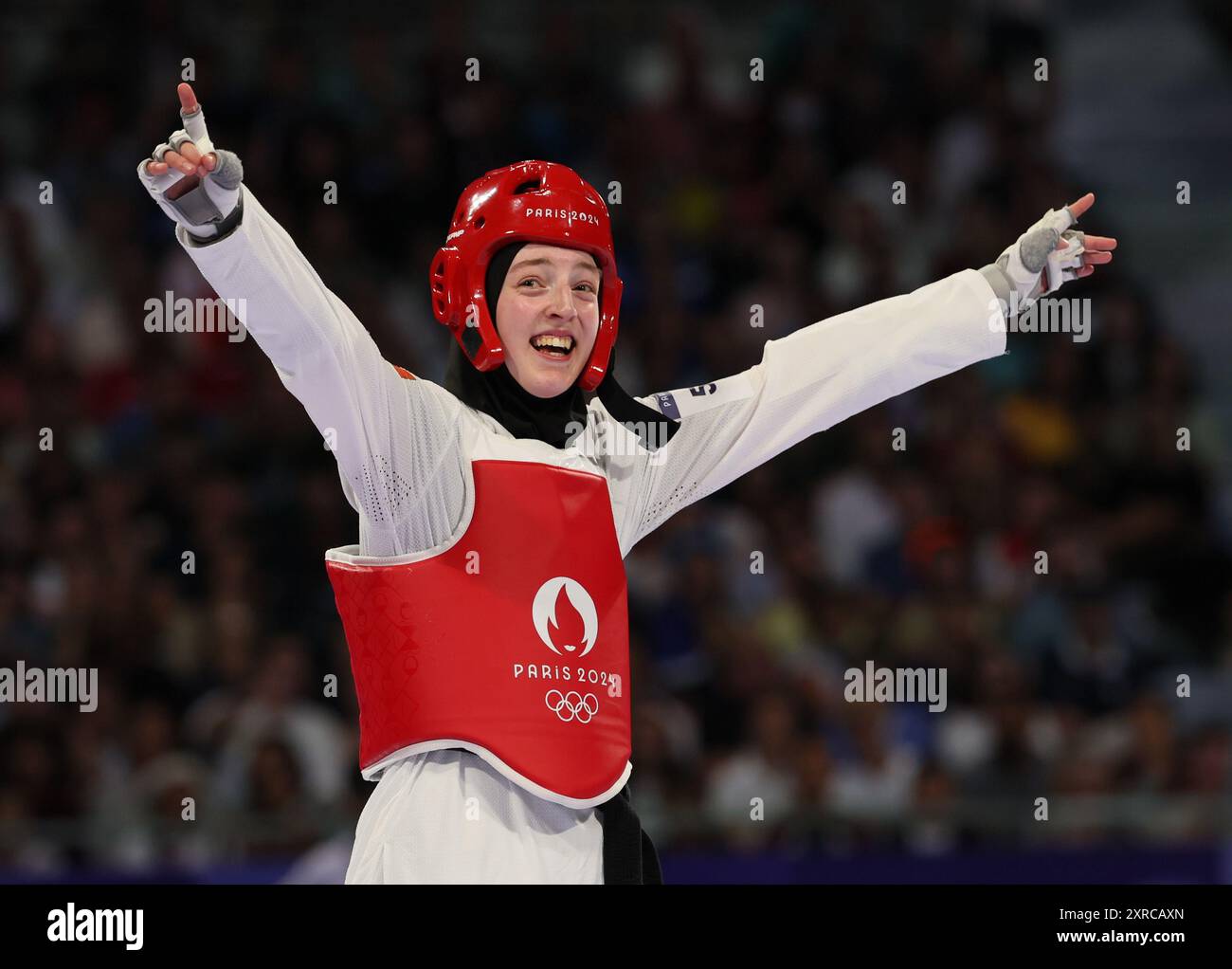 Paris, France. 09th Aug, 2024. Belgian taekwondoka Sarah Chaari ...