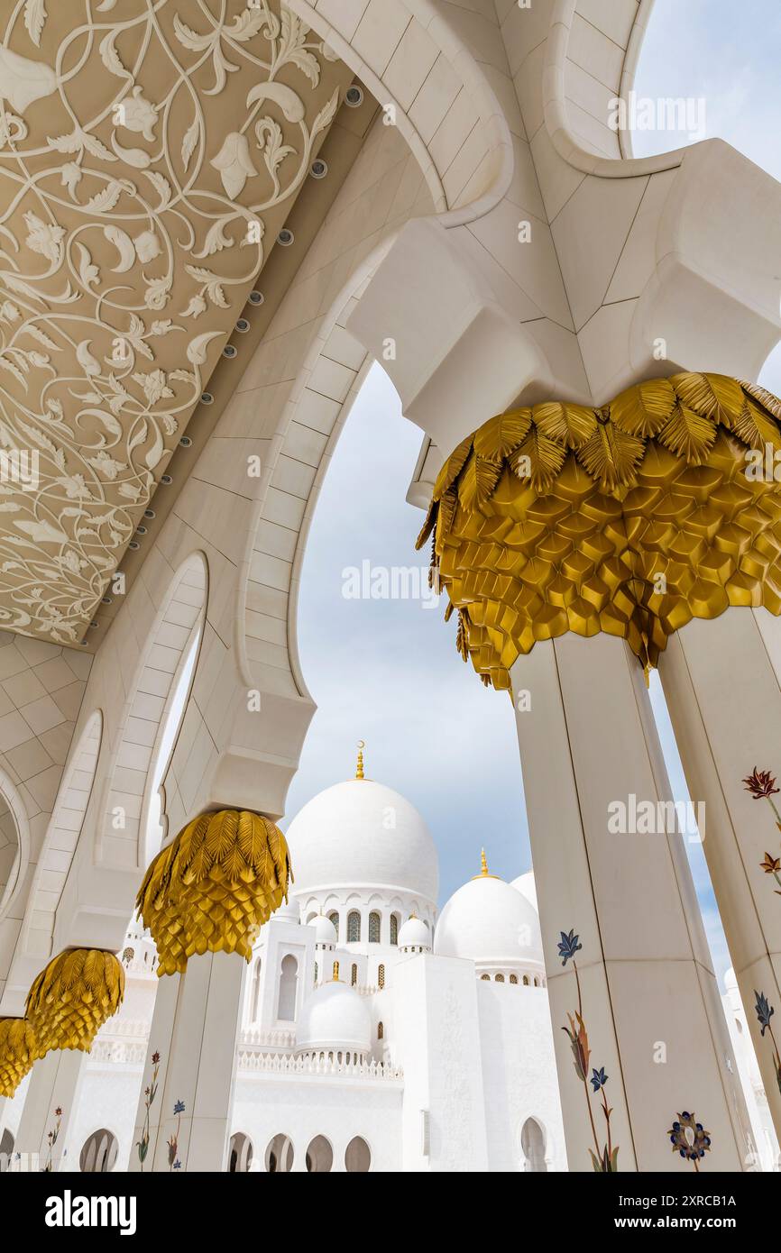 Decorated columns, Sheikh Zayed Mosque, Abu Dhabi, United Arab Emirates ...