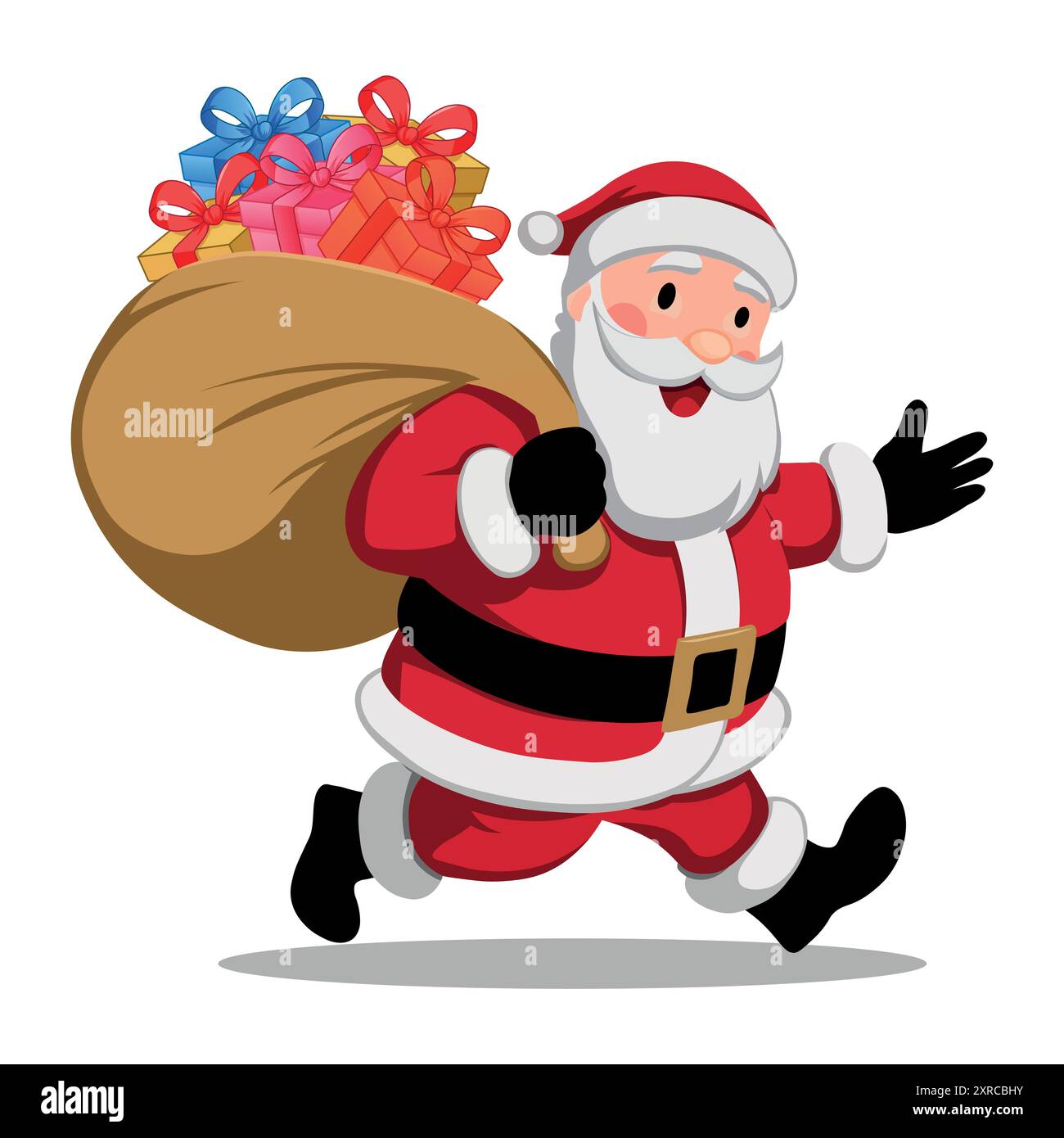 Jolly Santa Claus Carrying a Sack of Christmas Presents, Santa Claus ...