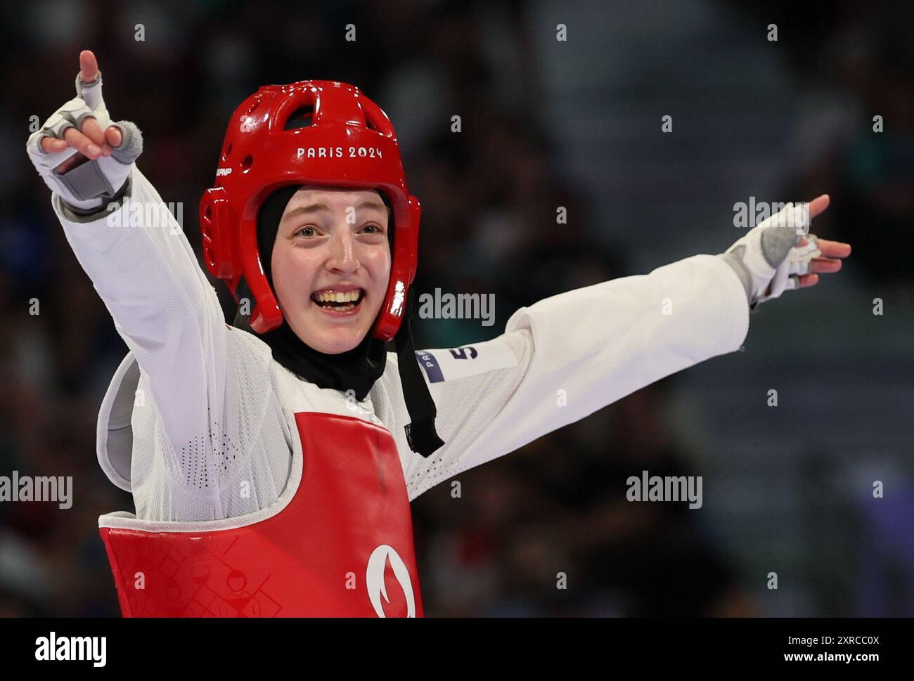 Paris, France. 09th Aug, 2024. Belgian taekwondoka Sarah Chaari ...