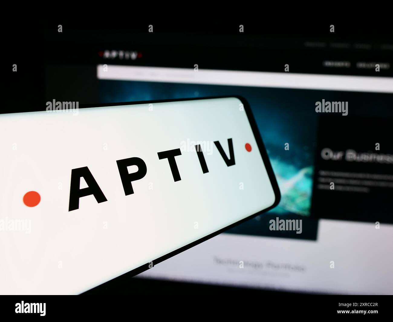 Smartphone with logo of automotive technology company Aptiv plc in ...