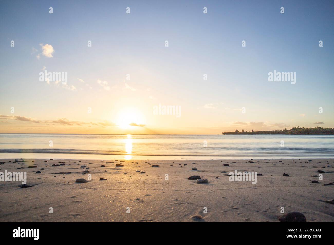 Tamarin, bay on a river, dream beach in the pastel-colored sunset ...