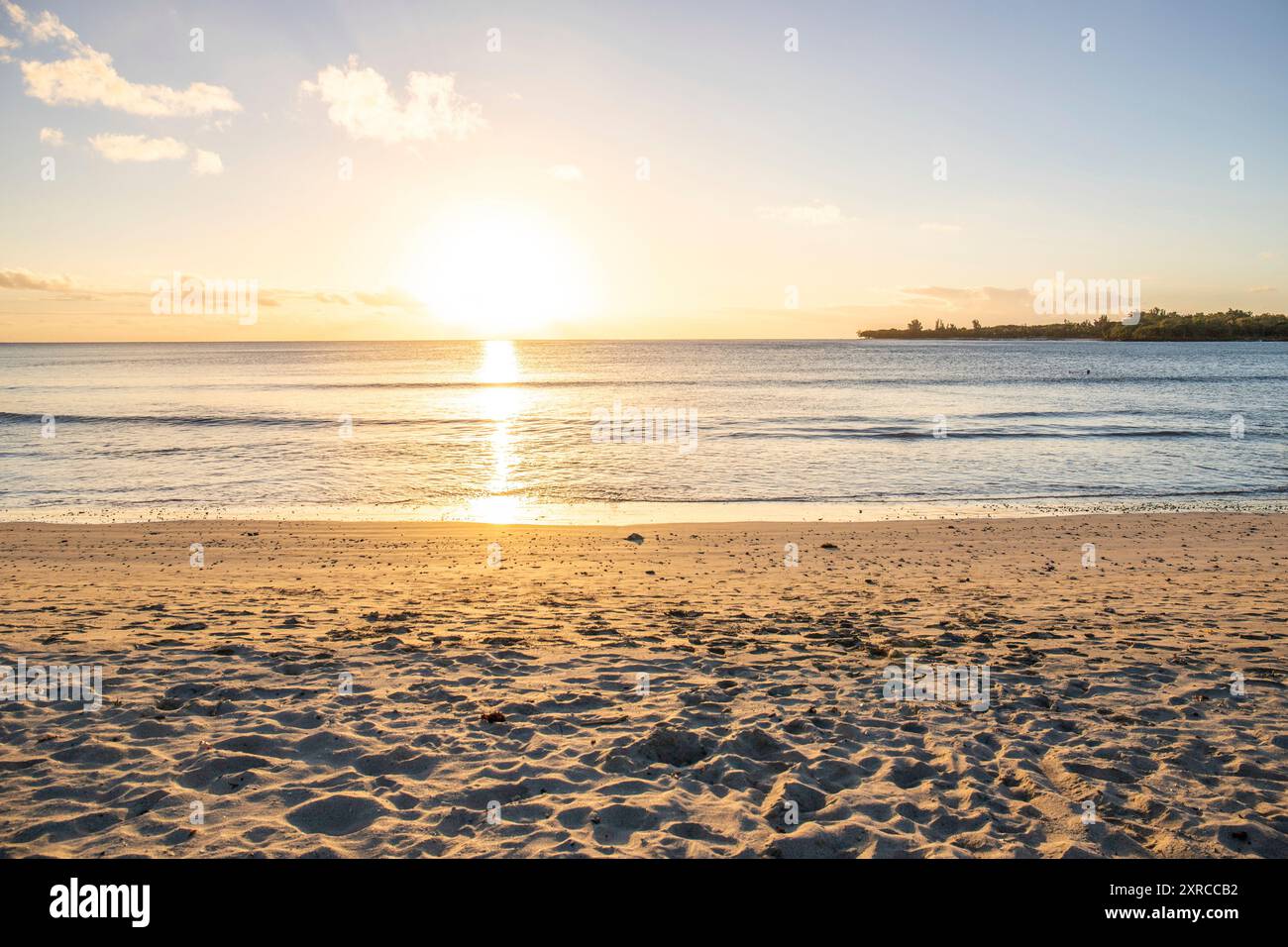Tamarin, bay on a river, dream beach in the pastel-colored sunset ...
