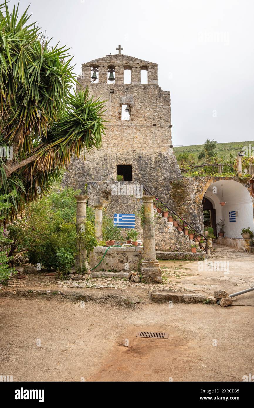 Typical Greek monastery walls, ruins in Mediterranean architectural ...