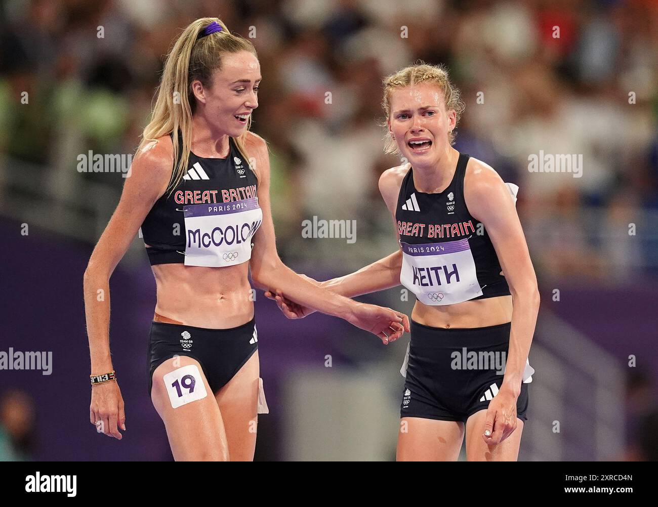 Great Britain's Megan Keith and Eilish McColgan (left) react after ...