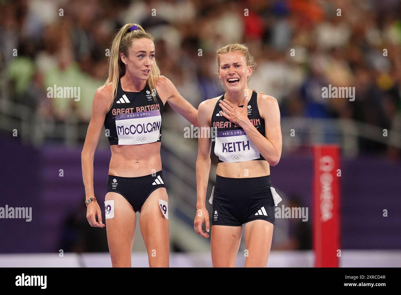 Great Britain's Megan Keith and Eilish McColgan (left) react after ...
