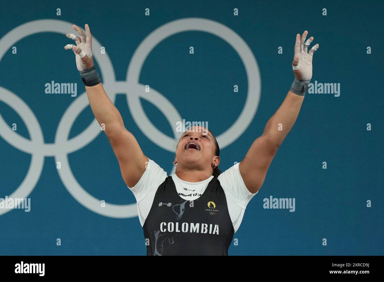 Mari Leivis Sanchez of Colombia reacts as she finishes second to win ...