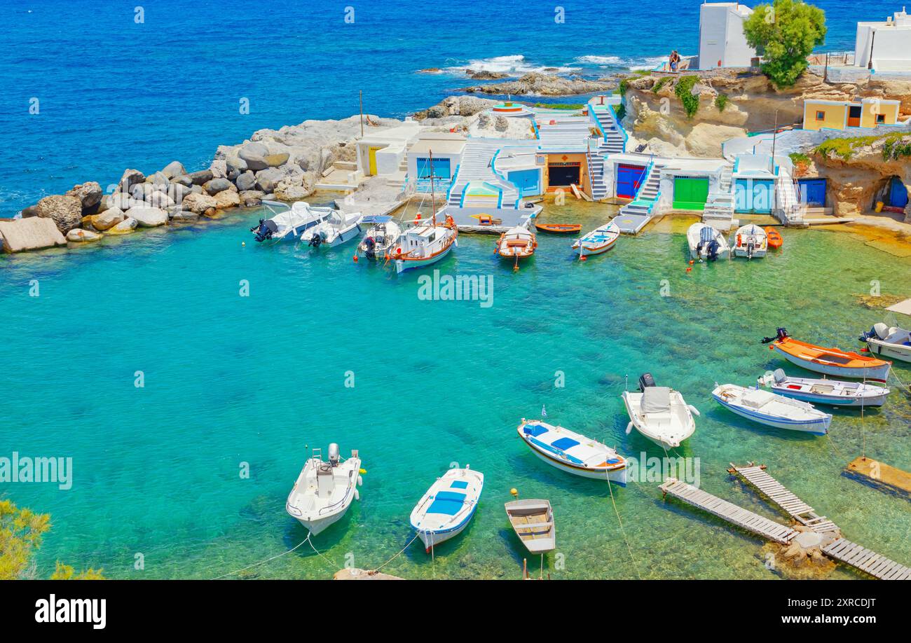 Mandrakia village, Milos Island, Cyclades Islands, Greece Stock Photo ...