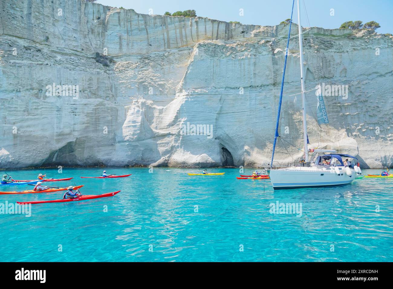 Group of people Kayaking, Kleftiko, Milos Island, Cyclades Islands ...