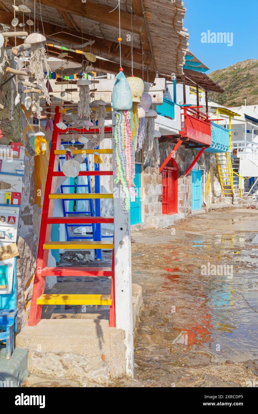 The small fishing village of Klima, Klima, Milos Island, Cyclades ...