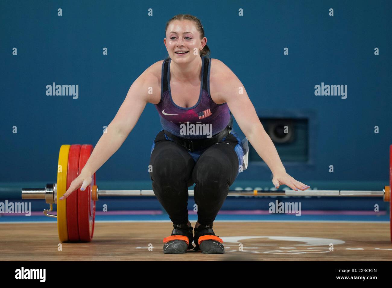 Olivia Reeves of the United States celebrates as she finishes first to ...
