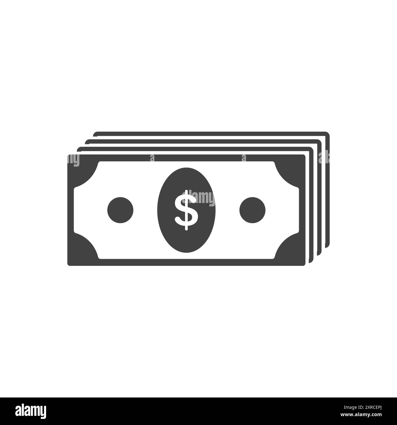 Banknotes cash stack dollar icons. Money currency bills silhouette ...