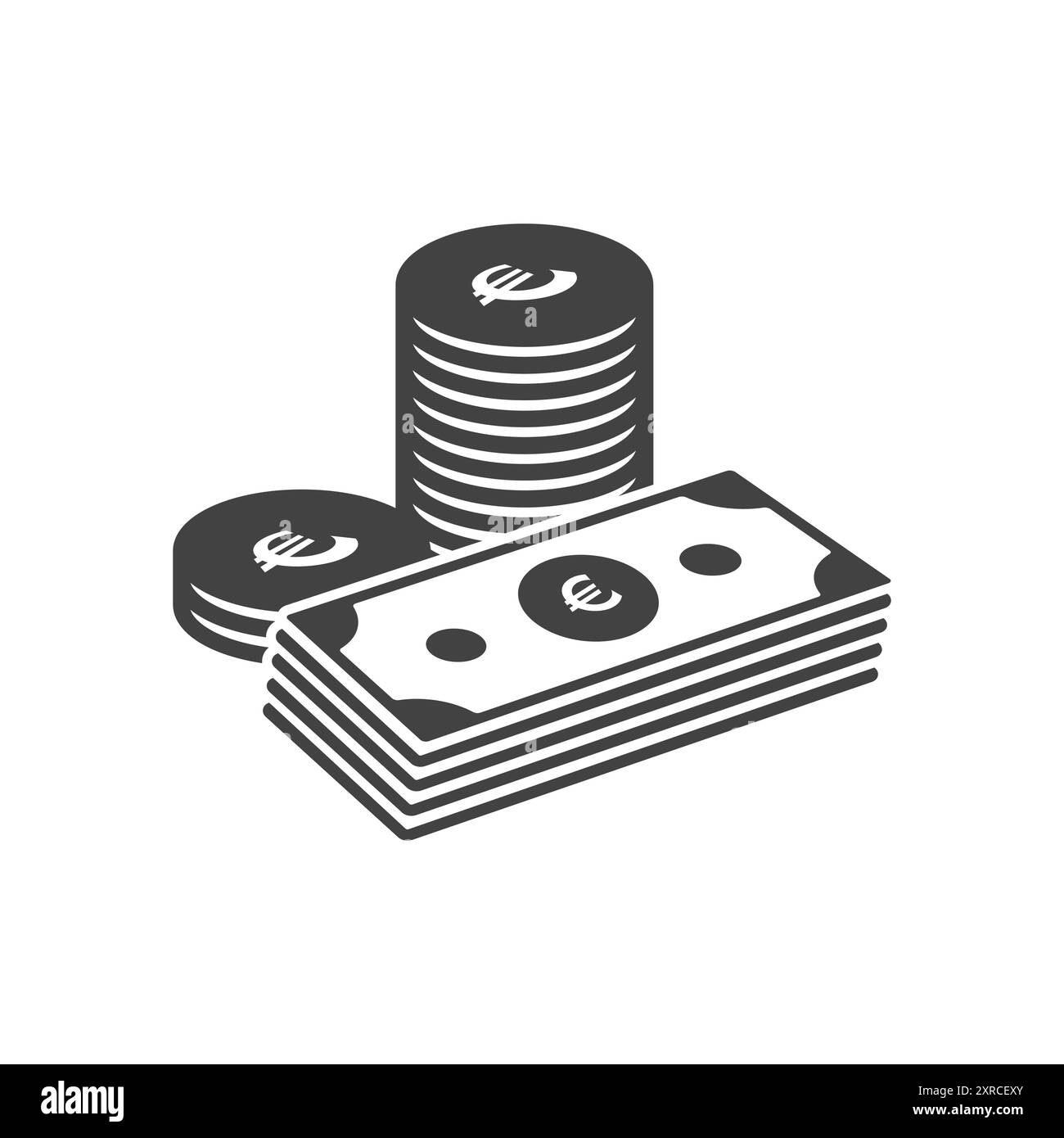 Euro banknotes and cents set on a transparent background. Payment paper ...