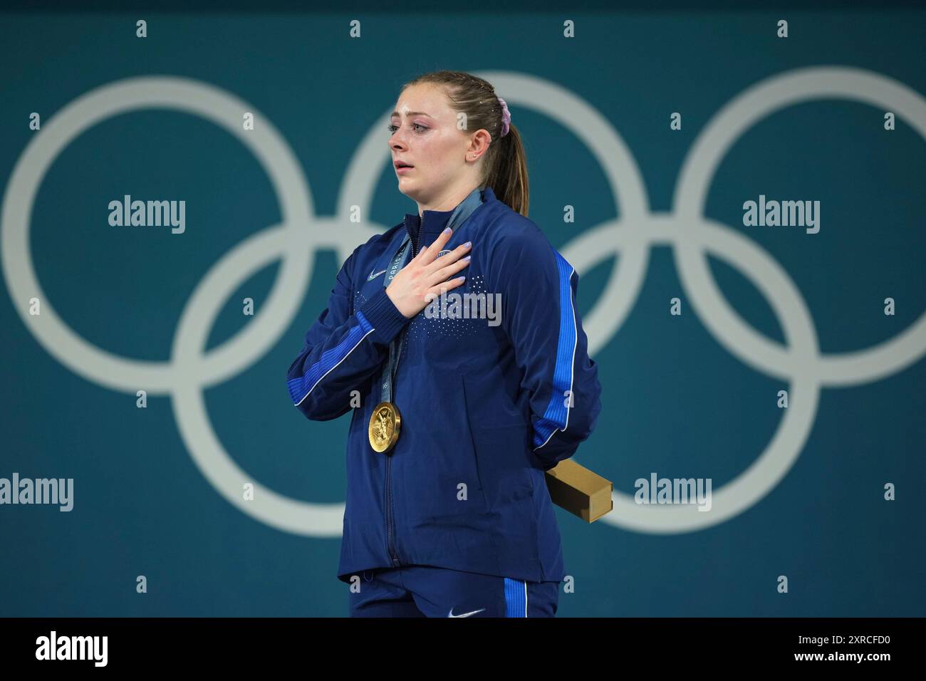 Gold medalist Olivia Reeves of the United States celebrates on the ...