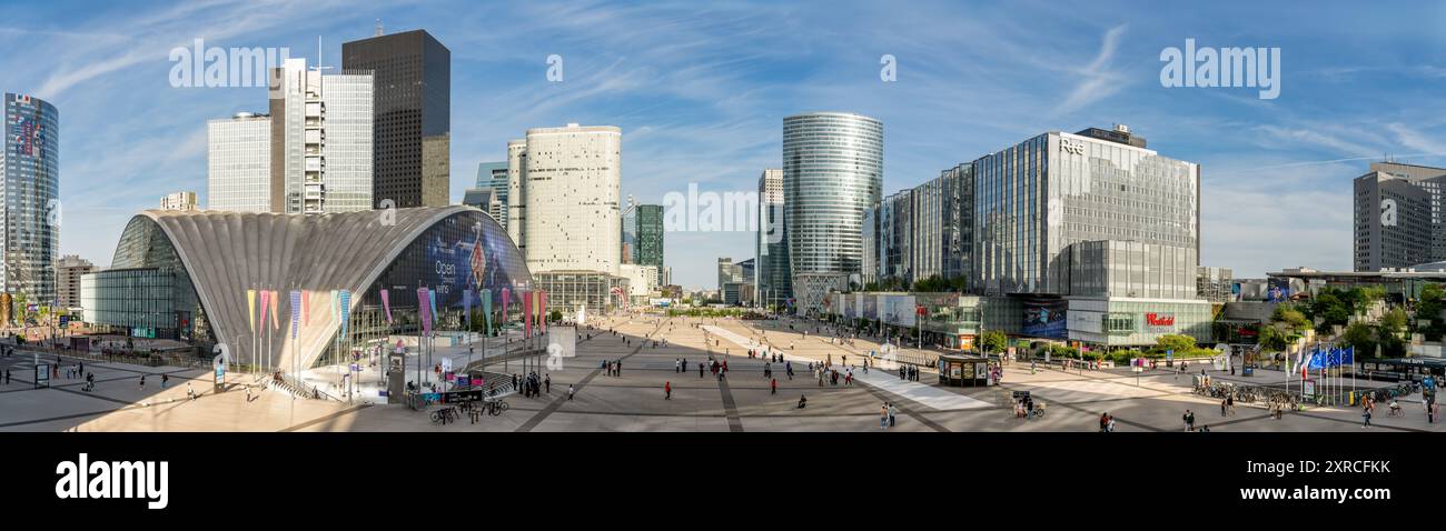 Paris, France - August 4, 2024: Panoramic view of La Defense financial ...