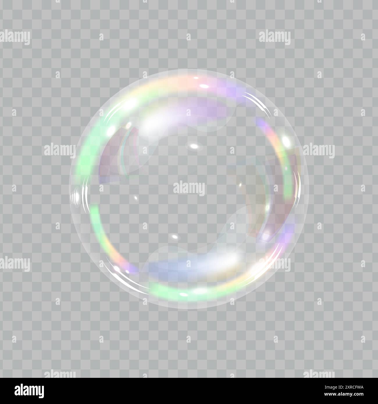 Soap bubble color spectrum on transparent background. Realistic air ...