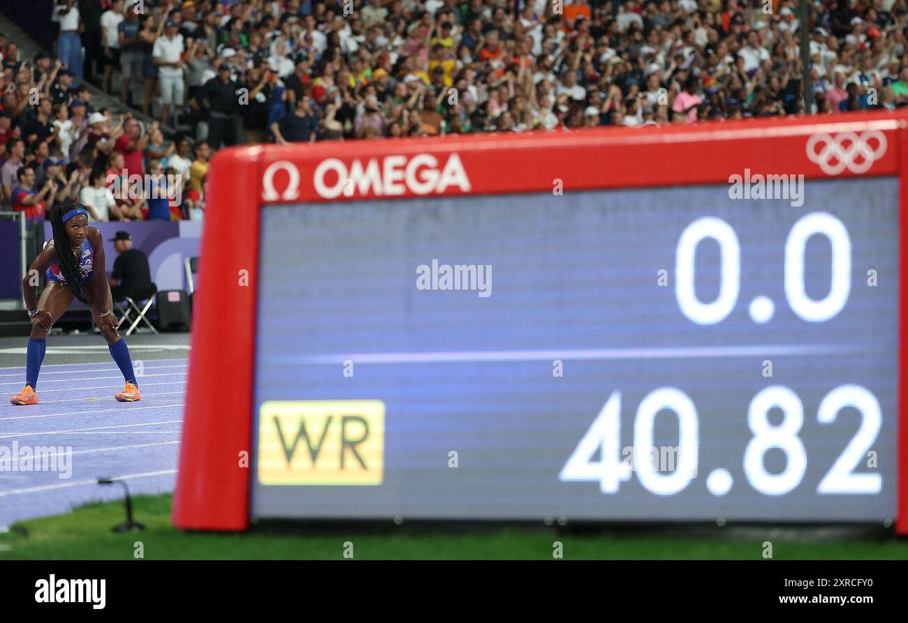Paris, France. 9th Aug, 2024. Twanisha Terry of team USA reacts during ...
