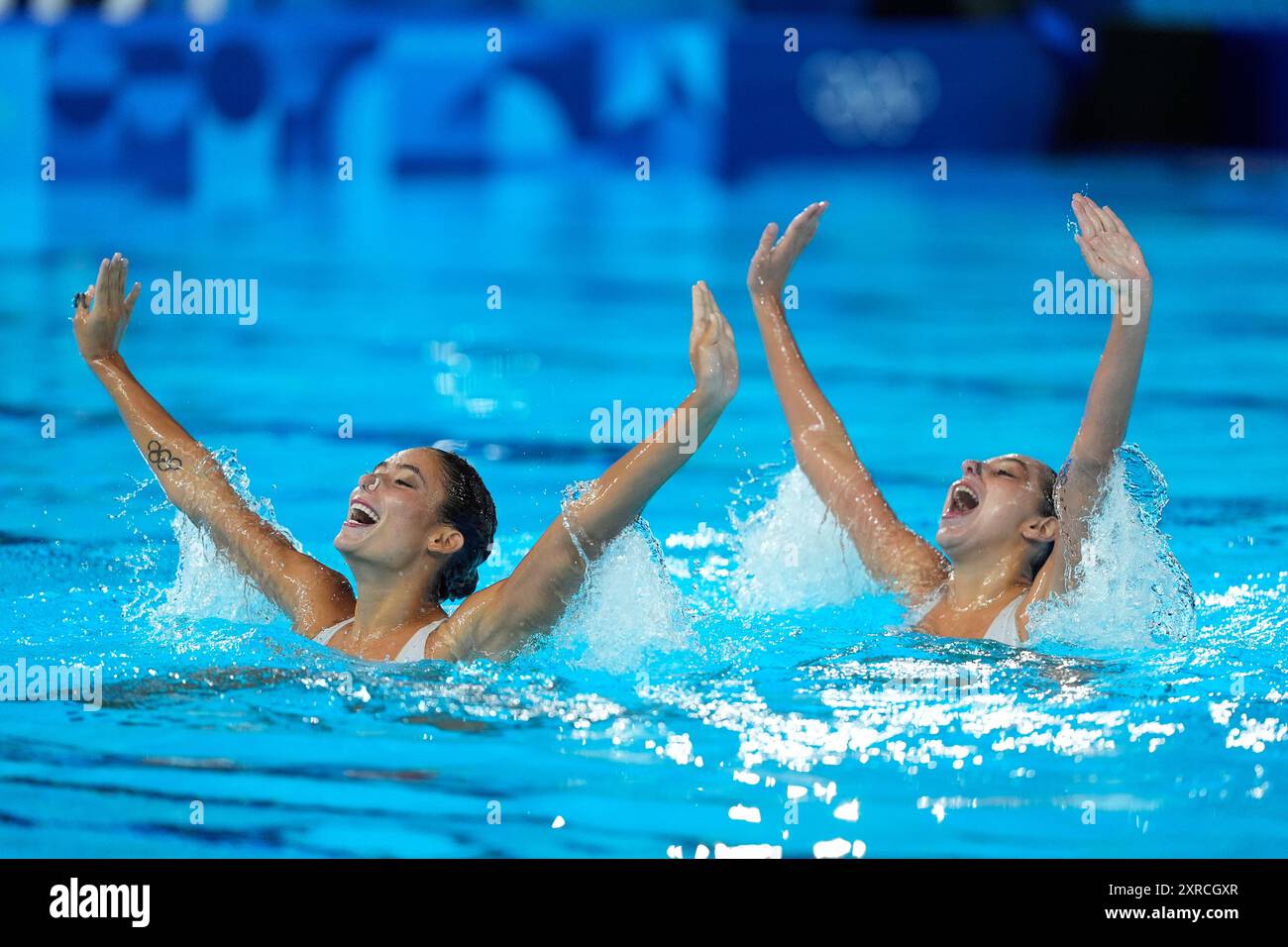Egypt's Nadine Barsoum and Hanna Hiekal compete in the duet technical ...