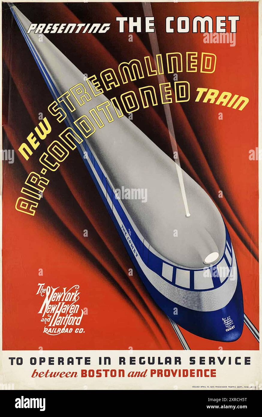 Vintage American Travel Rail Poster: The Comet, Streamllined Train from ...