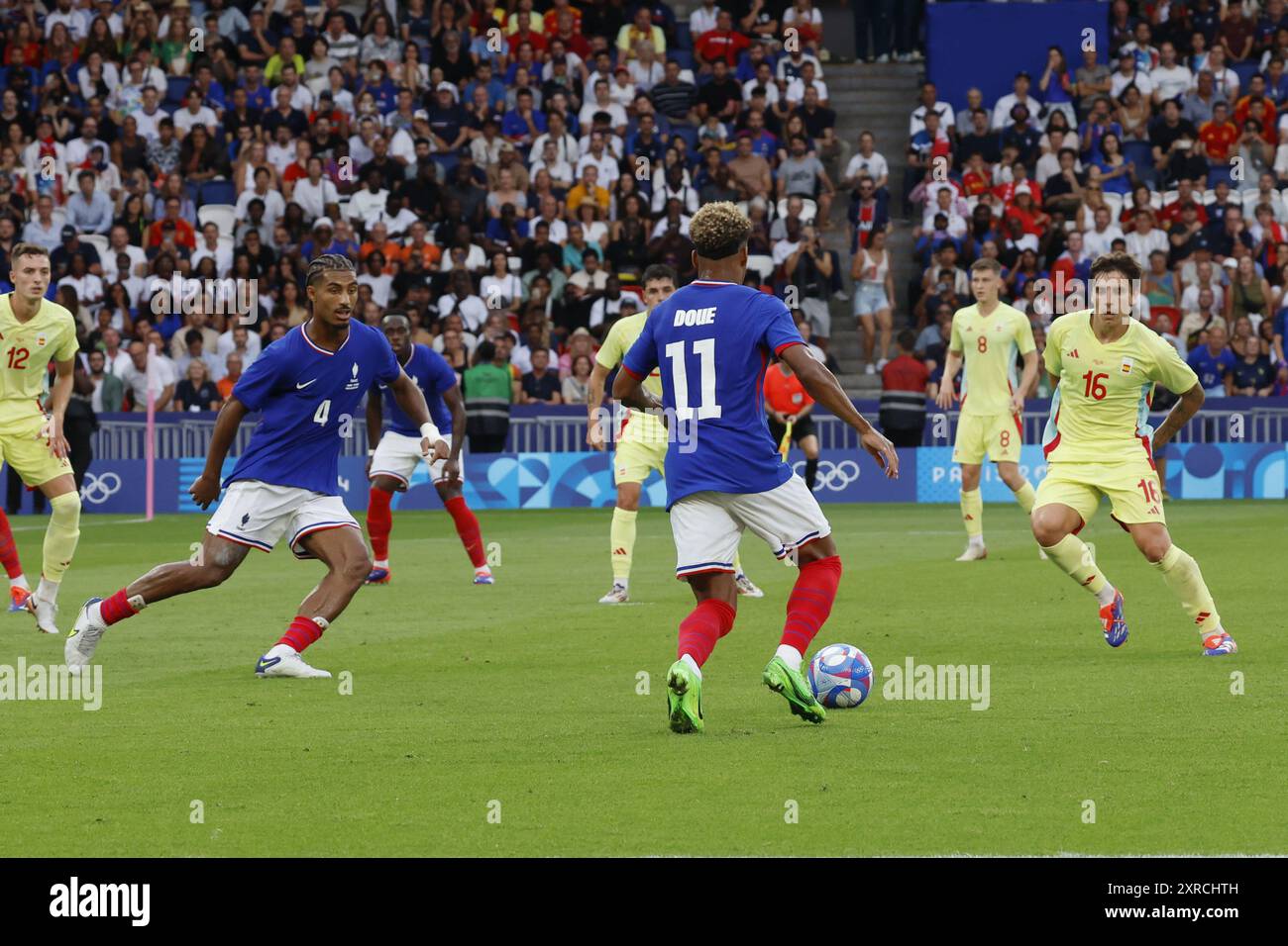 Paris, France. 09th Aug, 2024. Désiré Doué, Loïc Badé of France and ...