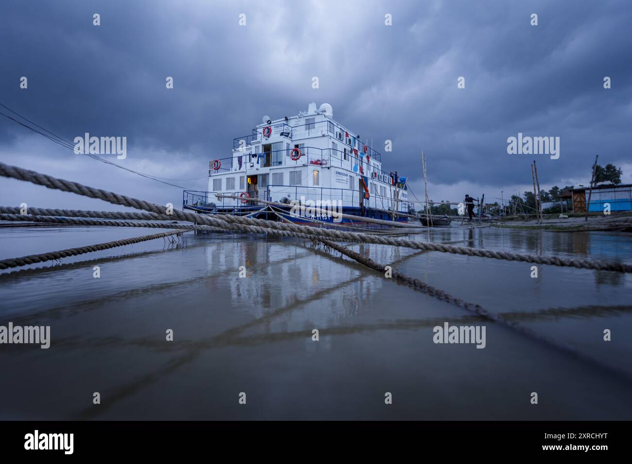 The Emirates Friendship Hospital Ship moored to the Brahmaputra river ...