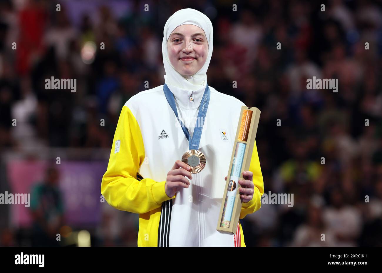 Paris, France. 09th Aug, 2024. Bronze medal winner Belgian taekwondoka ...