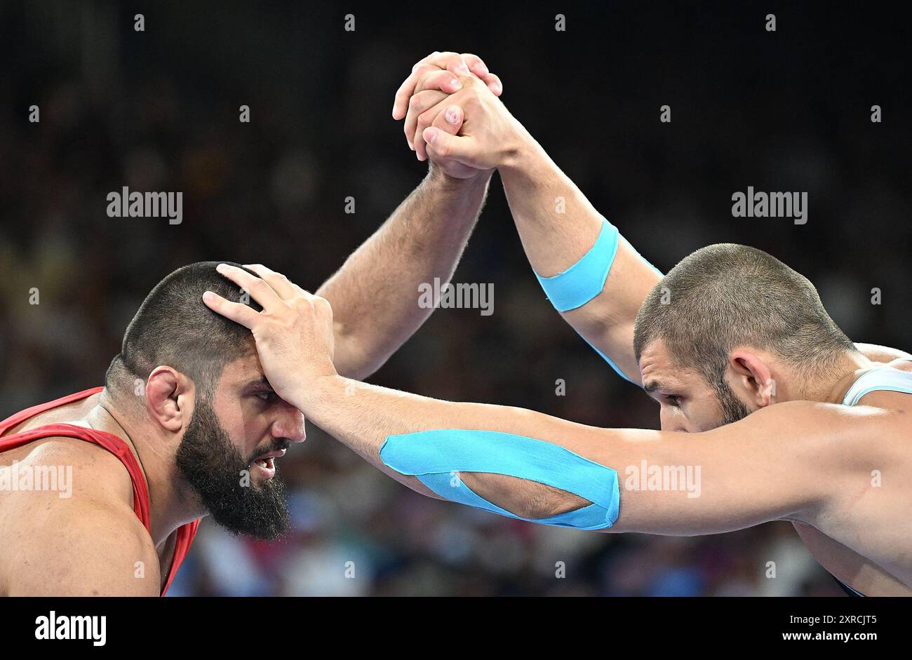 Paris, France. 9th Aug, 2024. Giorgi Meshvildishvili (in red) of ...