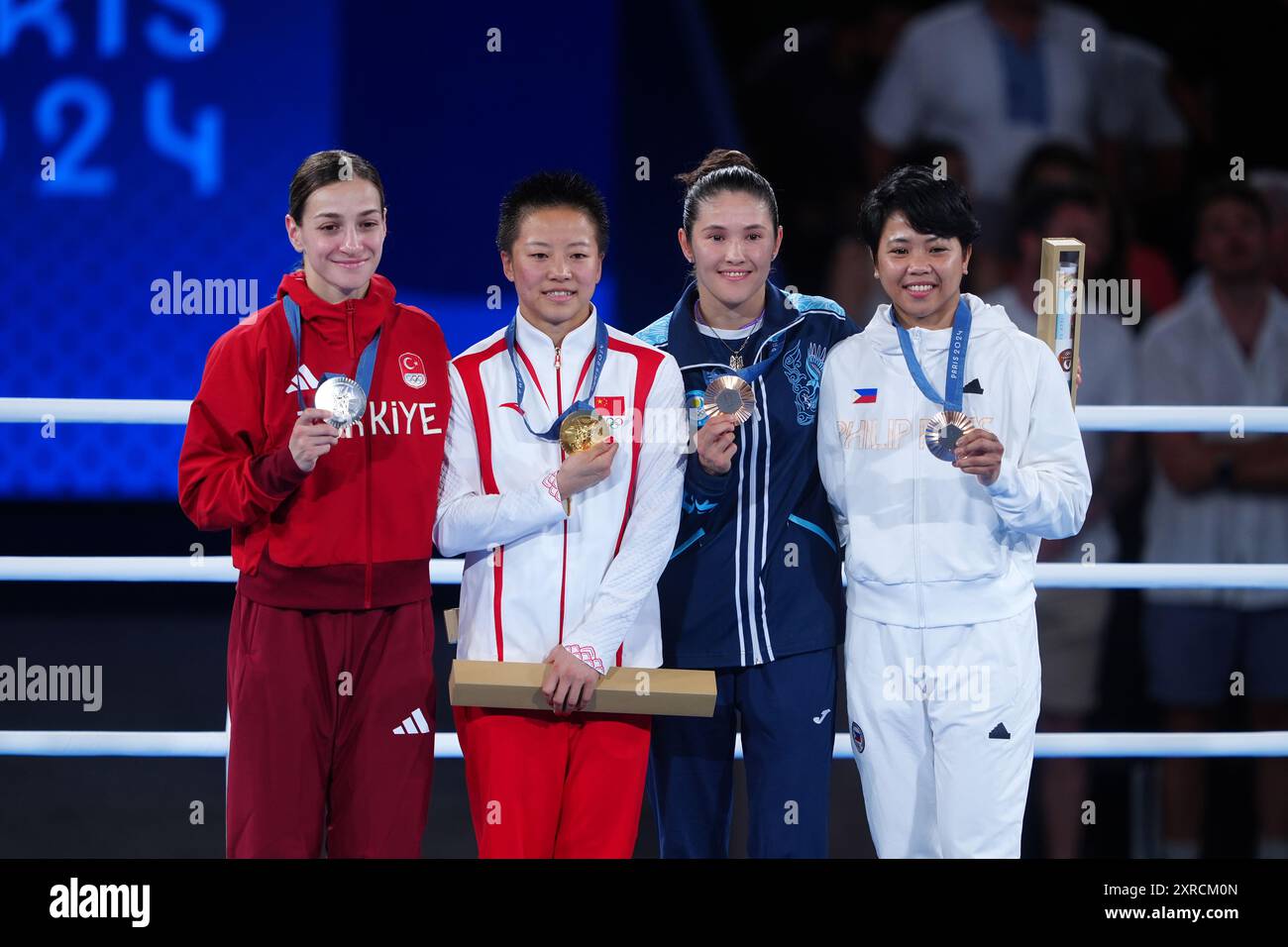 (right to left) Bronze Medalists Philippines’ Aira Villegas, Kazakhstan ...