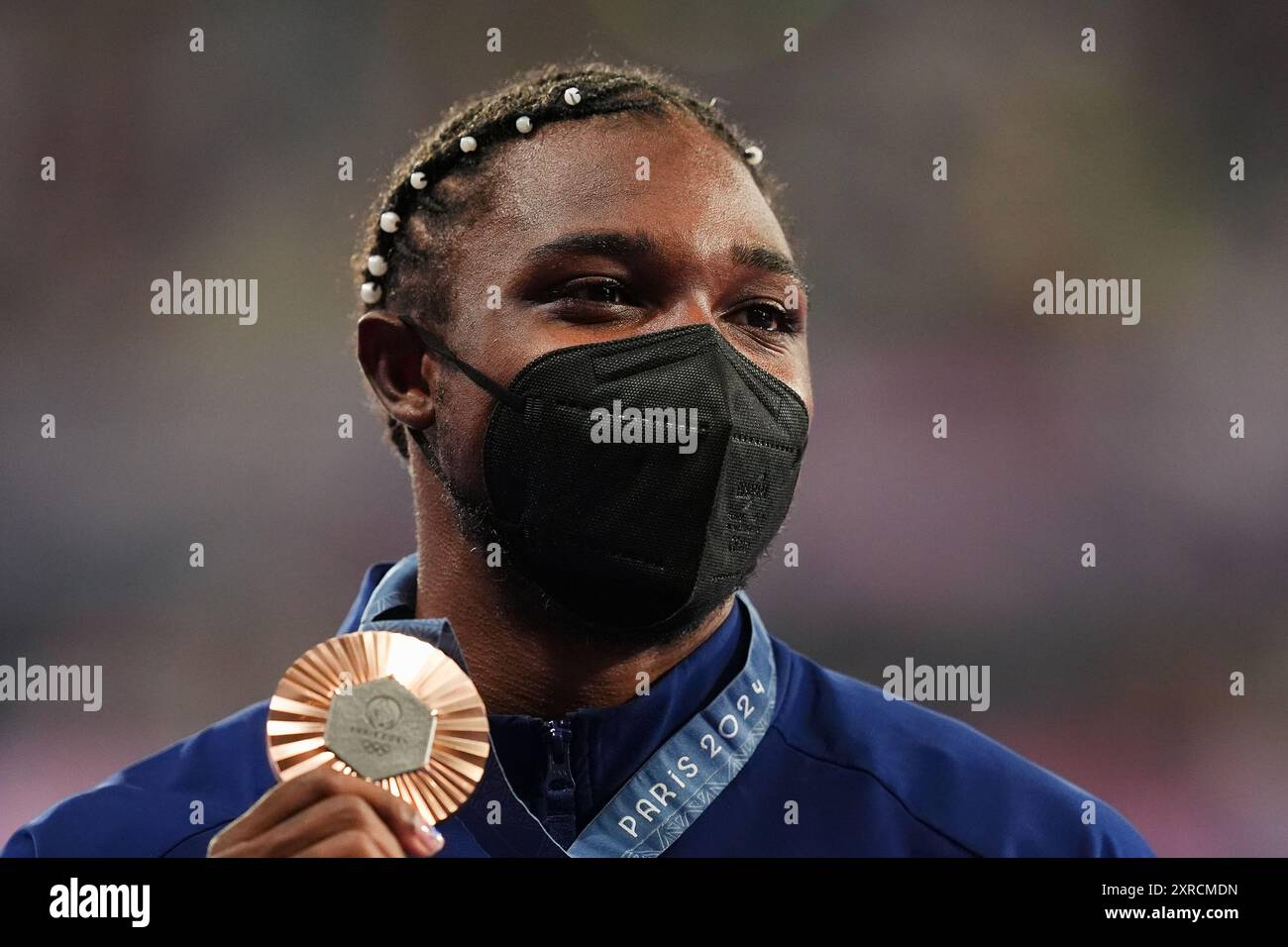 USA's Noah Lyles celebrates with his bronze medal during the medal ...