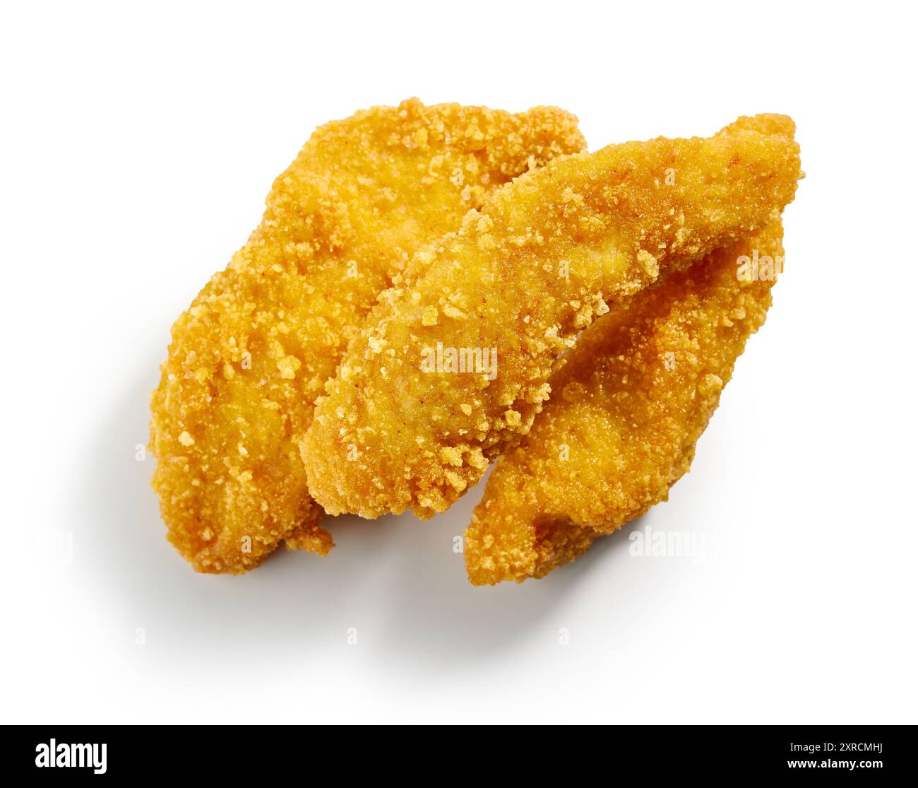 fried chicken fillet strips isolated on white background, top view ...