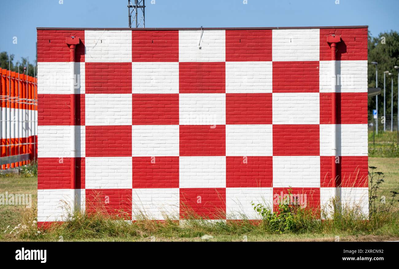 Technical building at Amsterdam Shiphol Airport, AMS, painted in the ...