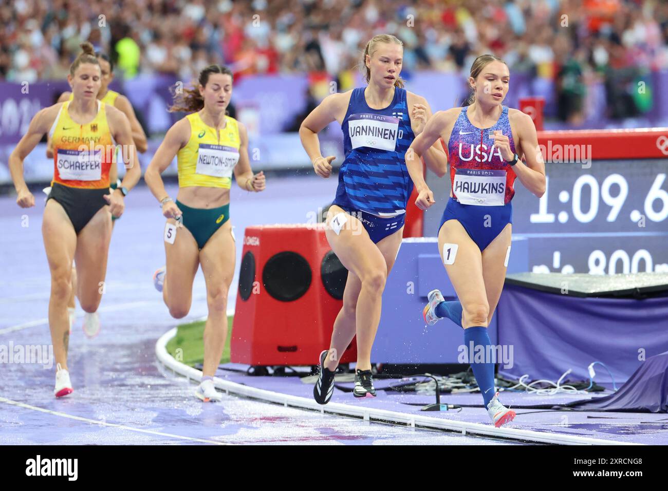Paris, Ile de France, France. 9th Aug, 2024. Saga VANNINEN (FIN) in the heptathlon 800m heats ...