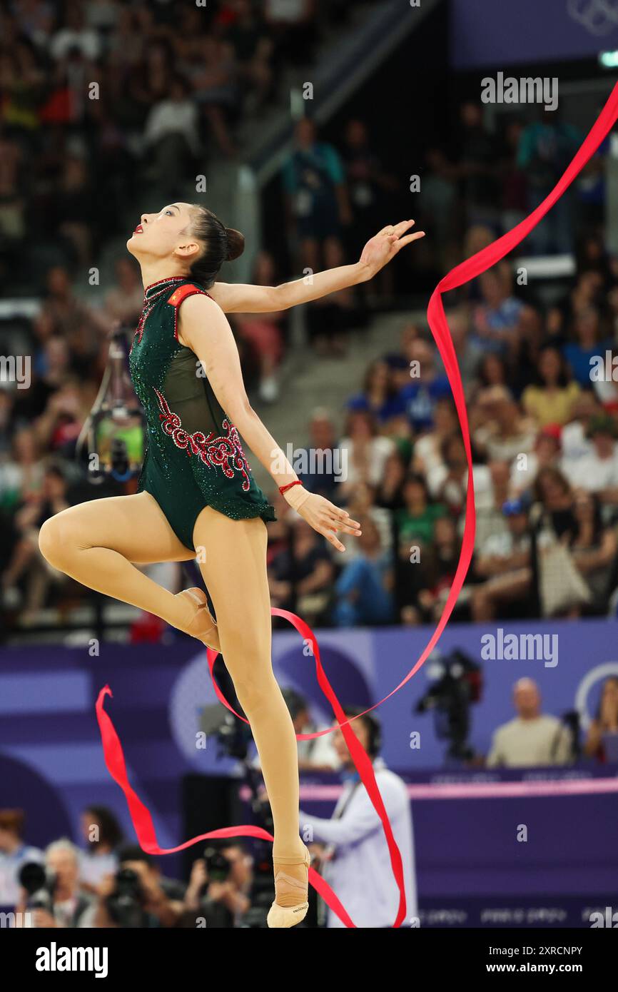 Paris, France. 9th Aug, 2024. Wang Zilu of China competes during the ...