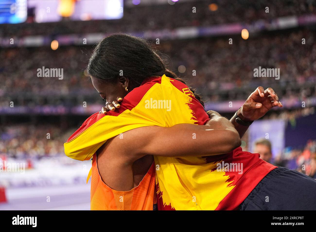 Jordan Alejandro Diaz Fortun of Spain celebrate the gold medal during Men's Triple Jump Final of ...