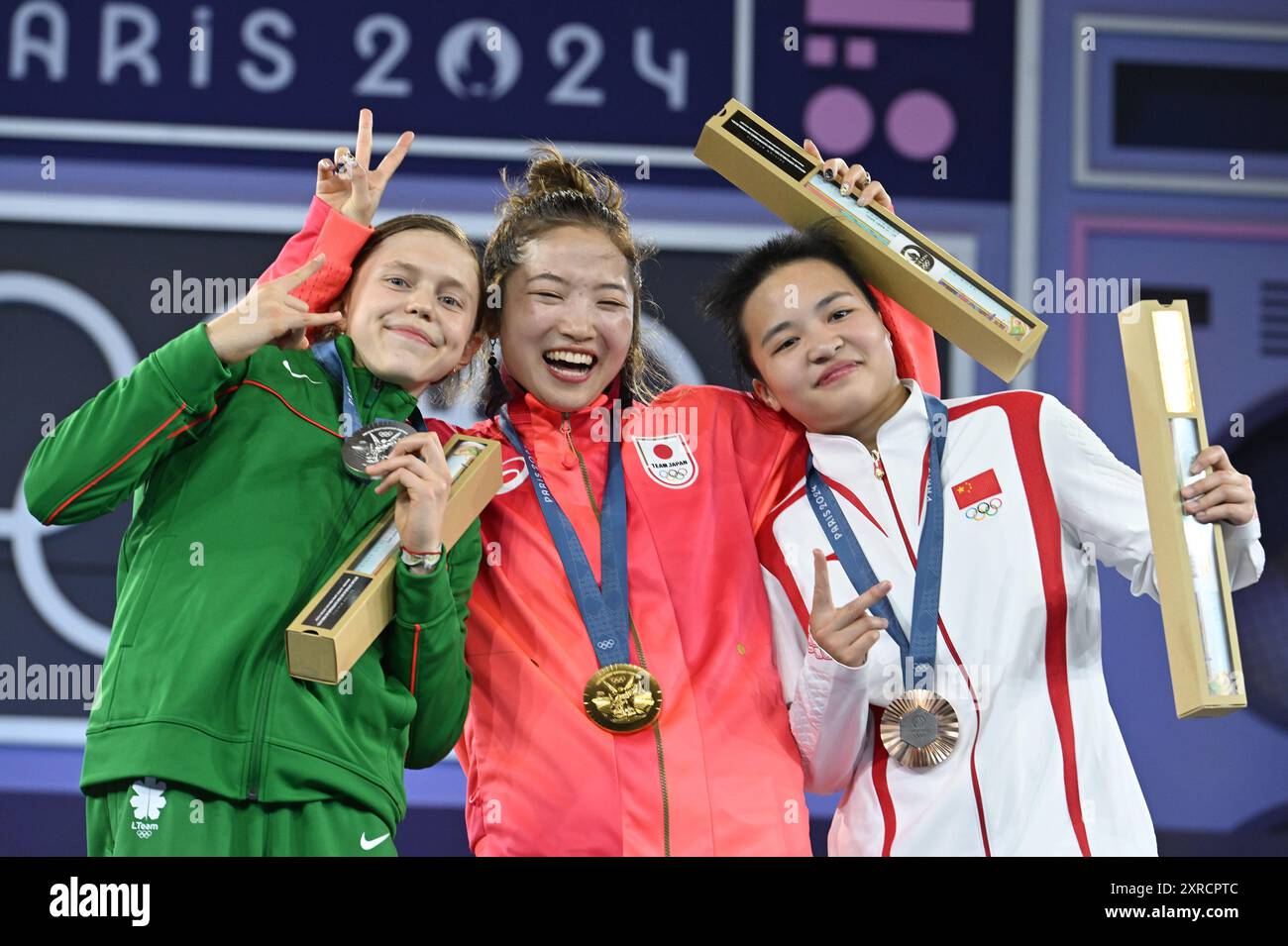 Paris, Fra. 09th Aug, 2024. (L-R) Silver medalist B-Girl Nicka of Team ...