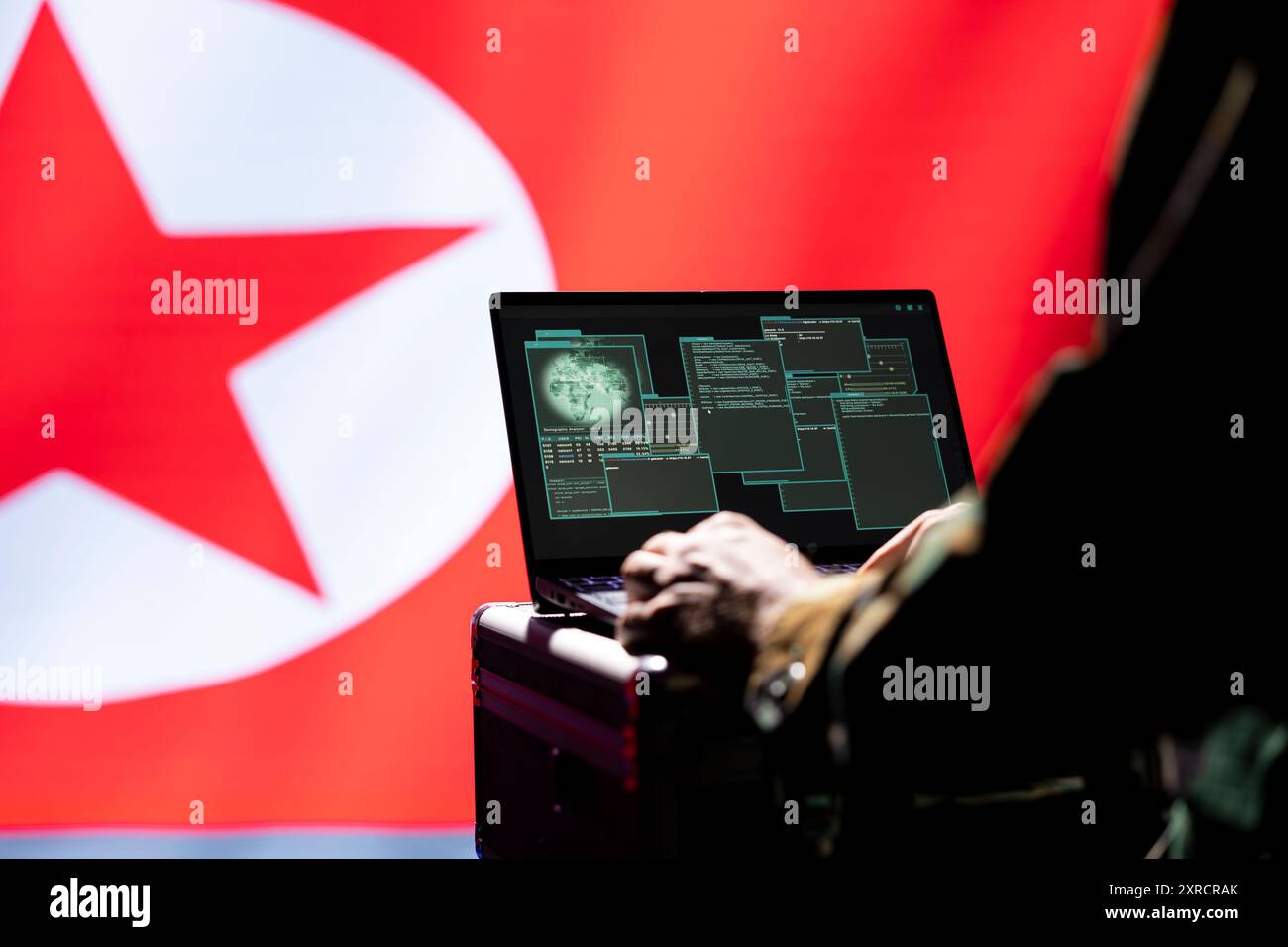 Close up of laptop in Pyongyang intelligence command center used by ... Close up of laptop in Pyongyang intelligence command center used by ...