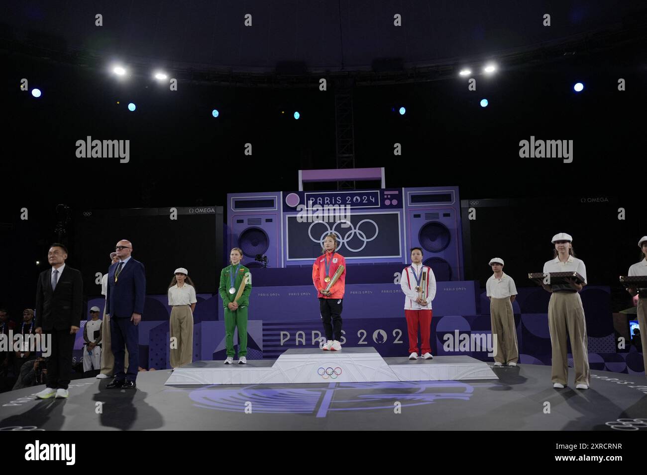 Paris, France. 09th Aug, 2024. (L-R) Silver medalist B-Girl Nicka of ...
