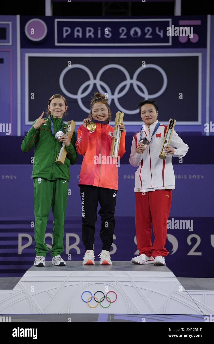 Paris, France. 09th Aug, 2024. (L-R) Silver medalist B-Girl Nicka of ...