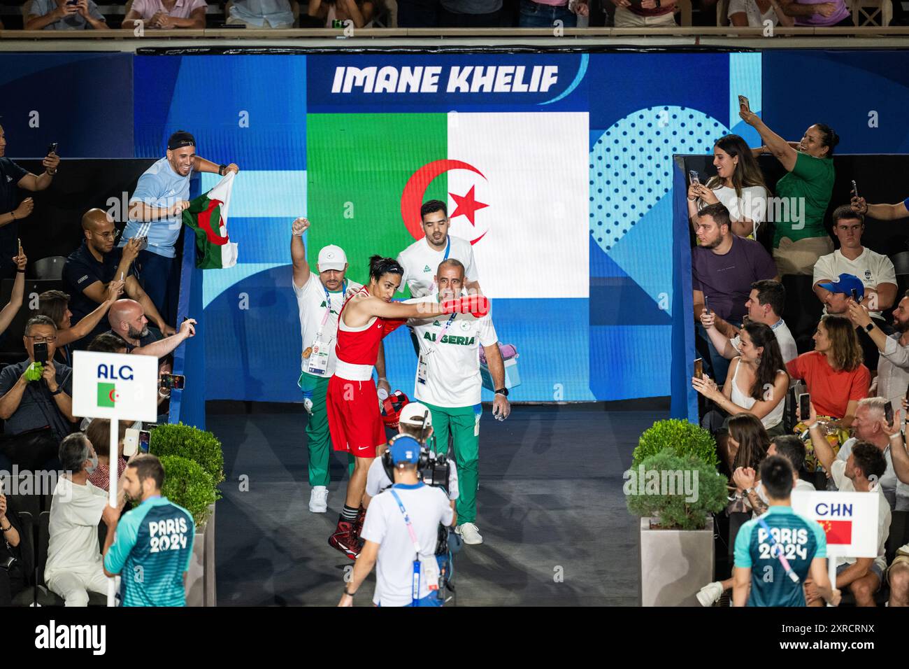 Imane Khelif of, Algeria. , . ahead of women's 66 kg gold medal final ...