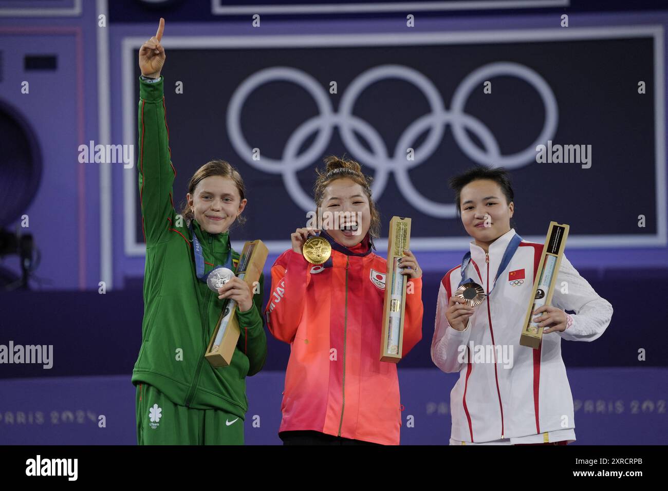 Paris, France. 09th Aug, 2024. (L-R) Silver medalist B-Girl Nicka of ...