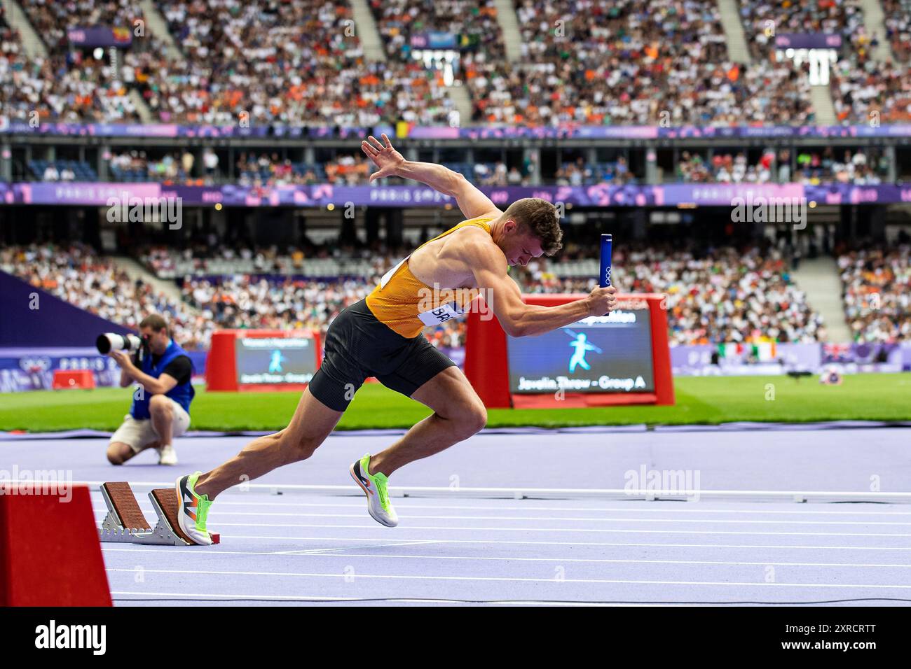FRA, Olympische Spiele Paris 2024, 09.08.2024, Herren 4x400m Staffel 1. Sprinter Bredau Jean ...