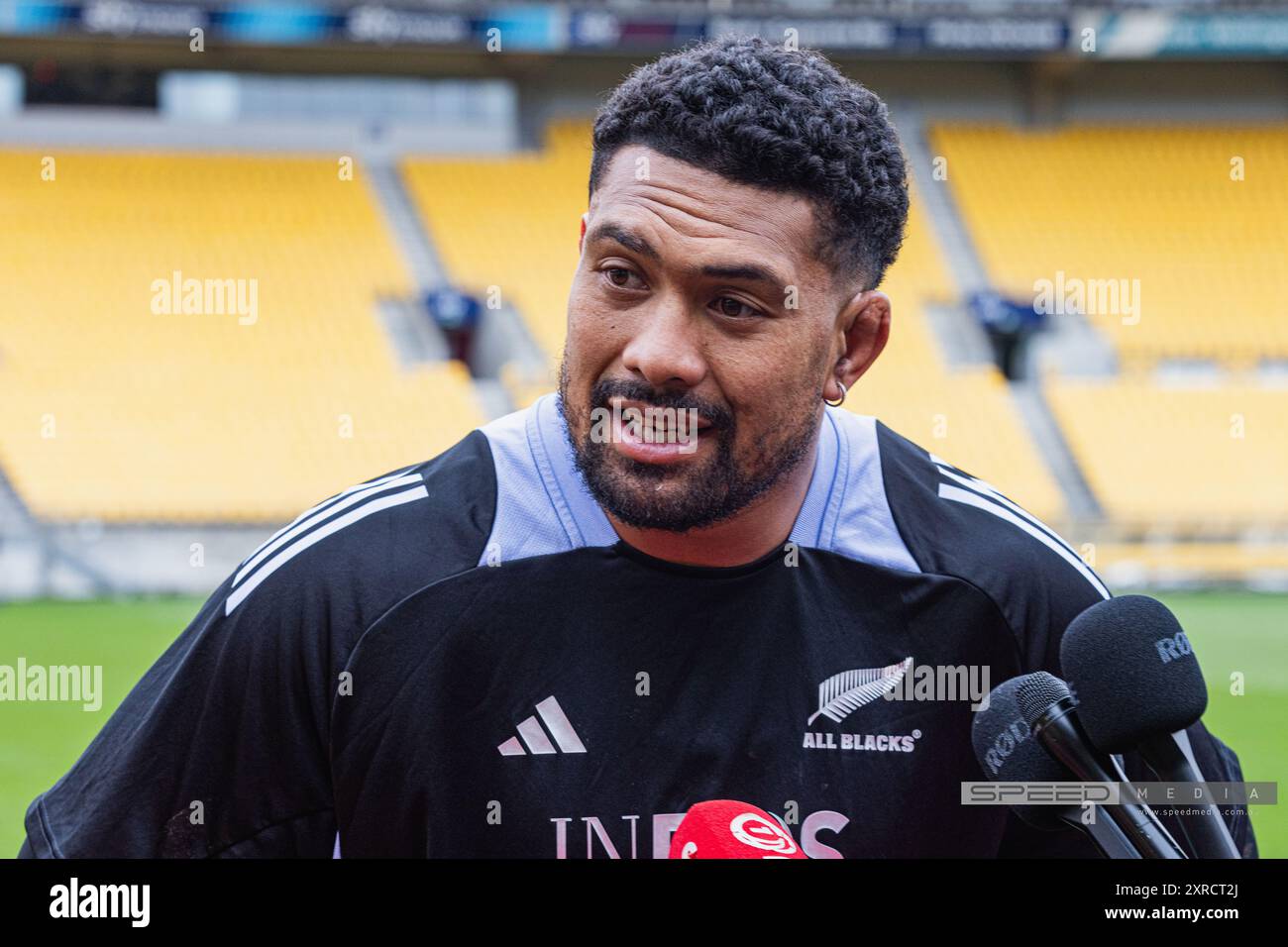 All Black's captain Ardie Savea looks on during his press interview the All Black's captains run ...