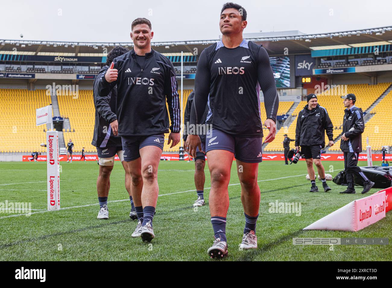 Dalton Papali’i (left) looks on in high spirits during the All Black's ...