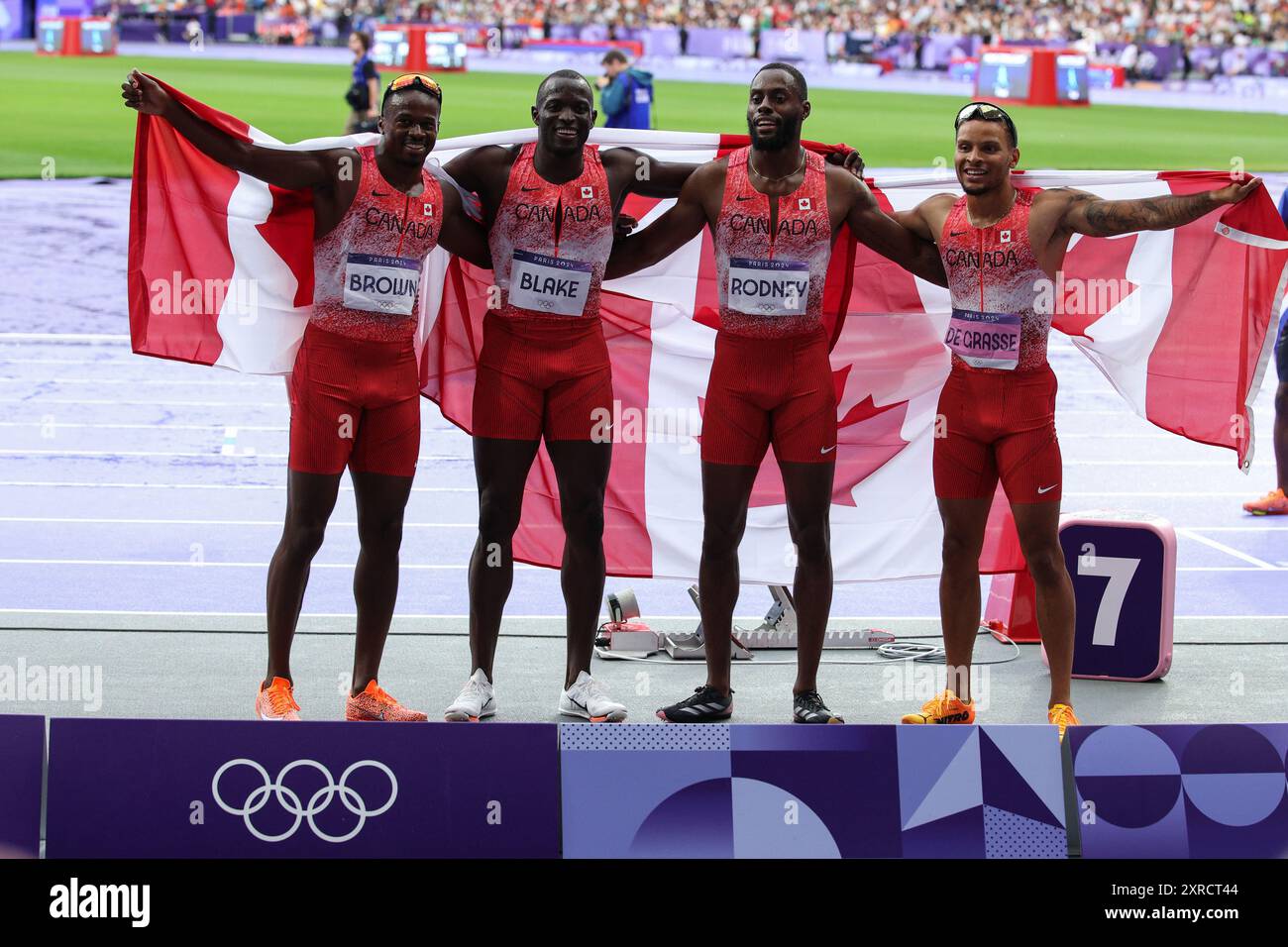 PARIS, FRANCE. 9th Aug, 2024. Jerome Blake, Aaron Brown, Andre De ...