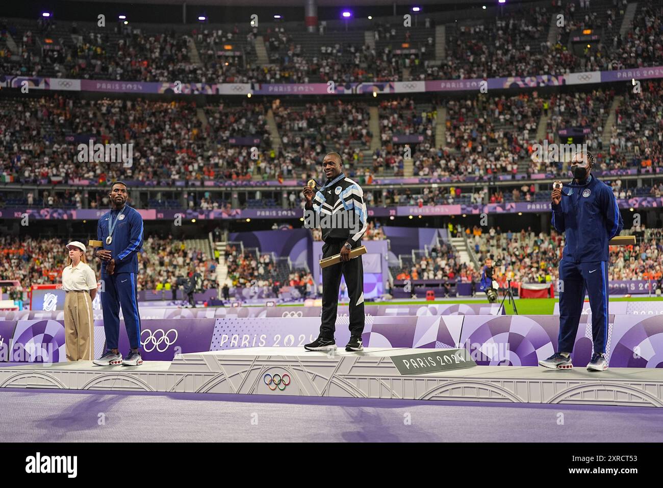 Gold medal Letsile Tebogo of Botswana poses during Men's 200m Final of ...
