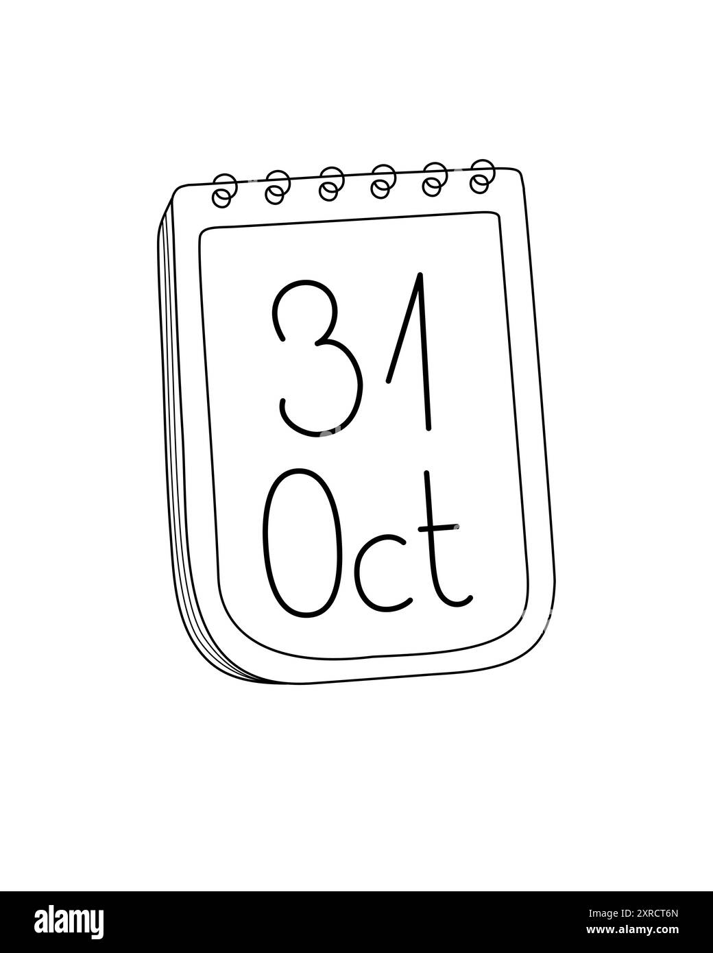 Halloween holiday calendar page doodle hand drawn vector illustration ...