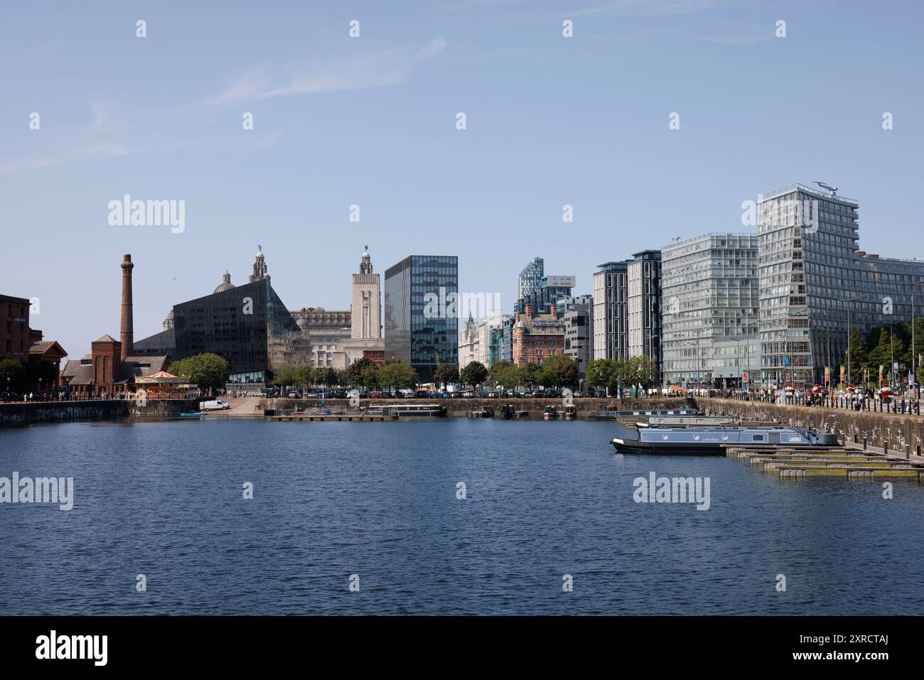 A General view (GV) of the Liverpool waterfront seen from Gower Street ...