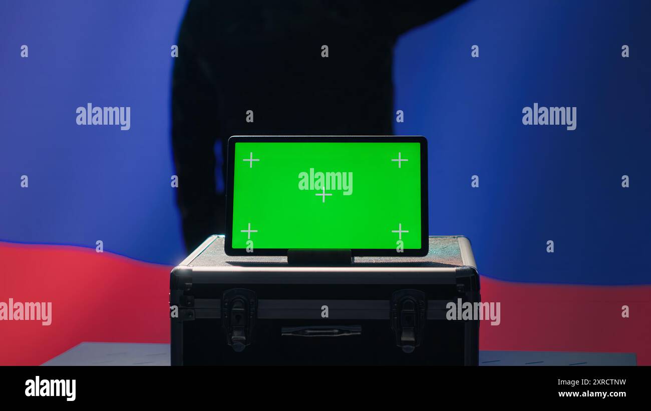 ex KGB FSB secret police agent using mass propaganda tools on green ...