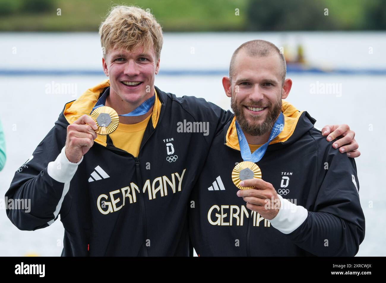 Vaires Sur Marne. 9th Aug, 2024. Gold medallists Jacob Schopf (L)/Max ...