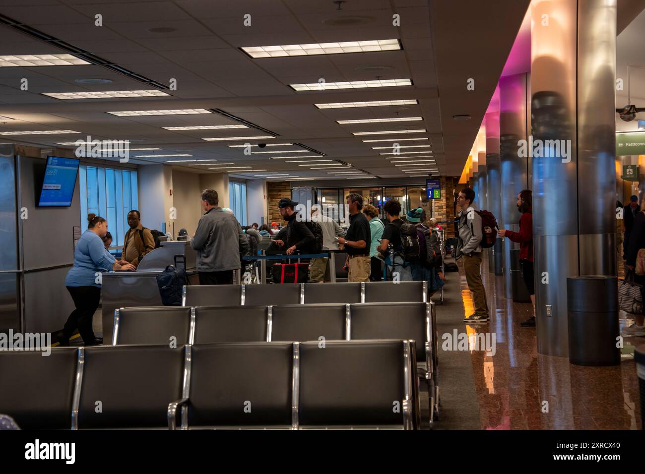 Anchorage, Alaska. People boarding their flight at Ted Stevens ...